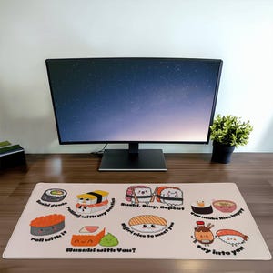 Kawaii Sushi Computer Desk Mat Personalized Funny Sushi Puns Mousepad ...