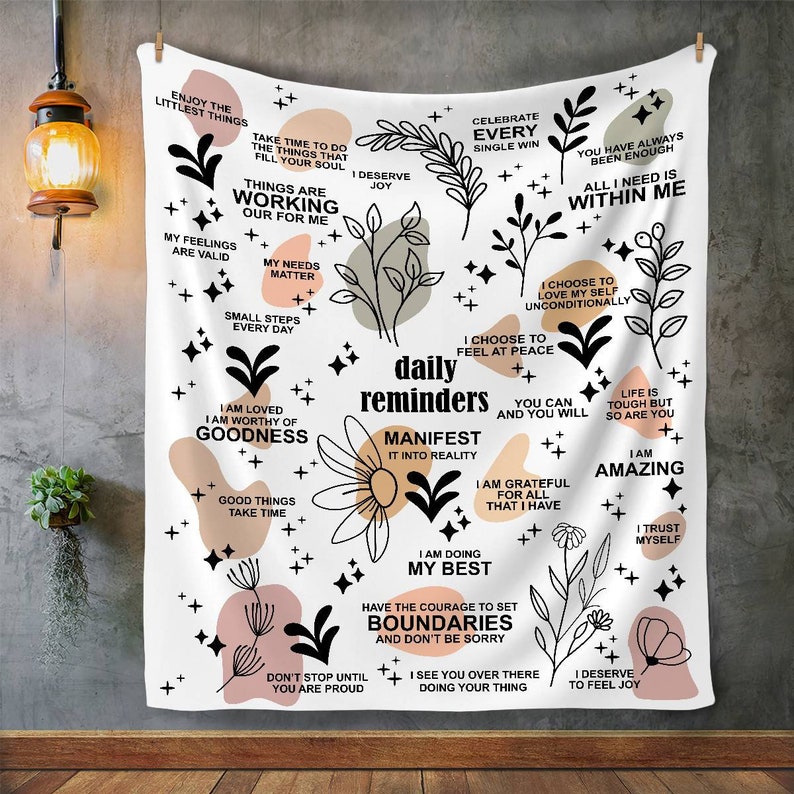 Daily Reminders Positive Affirmations Blanket Positive Quotes - Etsy