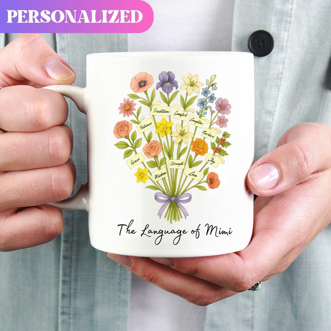 The Language of Mimi Mug, Personalized Flower Mug, Sentimental Gift ...