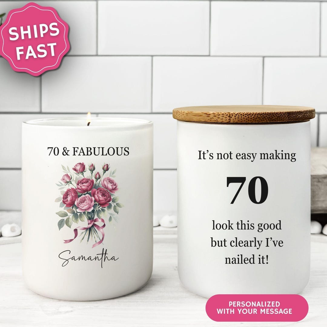 70th Birthday Candle Gift Custom Birthday Keepsake 70 & Fabulous ...