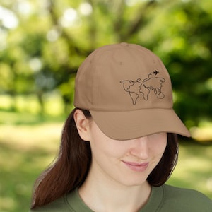 Travel Embroidered Dad Cap, Adventure Hat,world Map Travel Gift ...