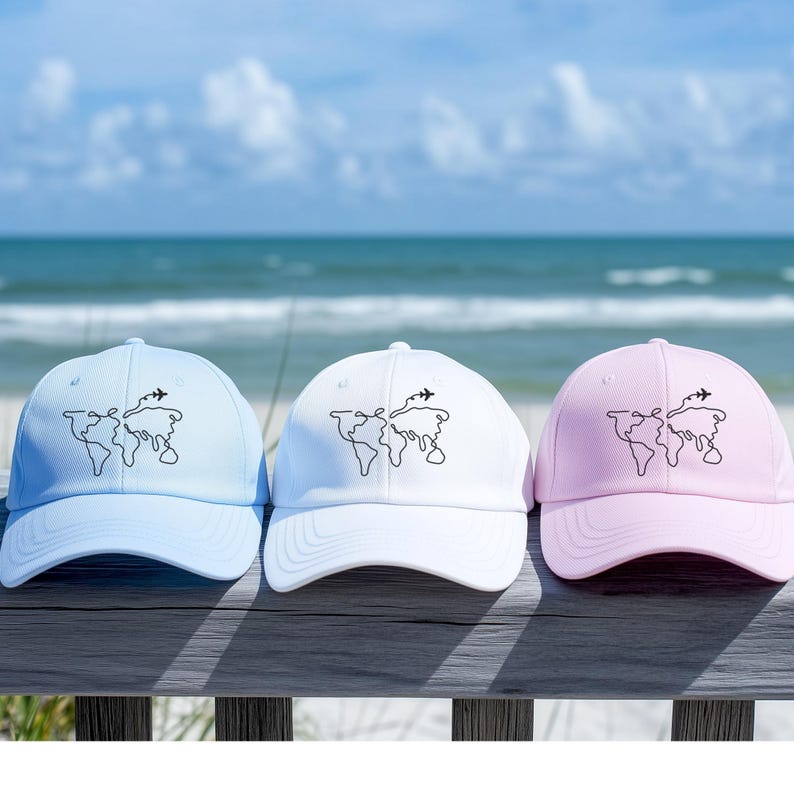Travel Embroidered Dad Cap, Adventure Hat,world Map Travel Gift ...