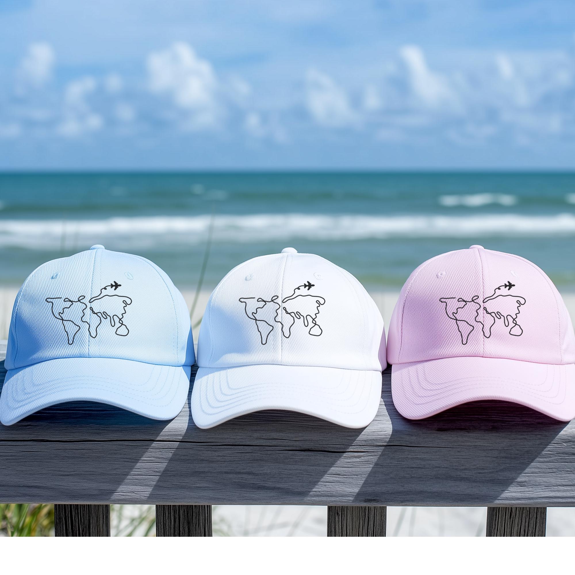 Travel Embroidered Dad Cap, Adventure Hat,world Map Travel Gift ...