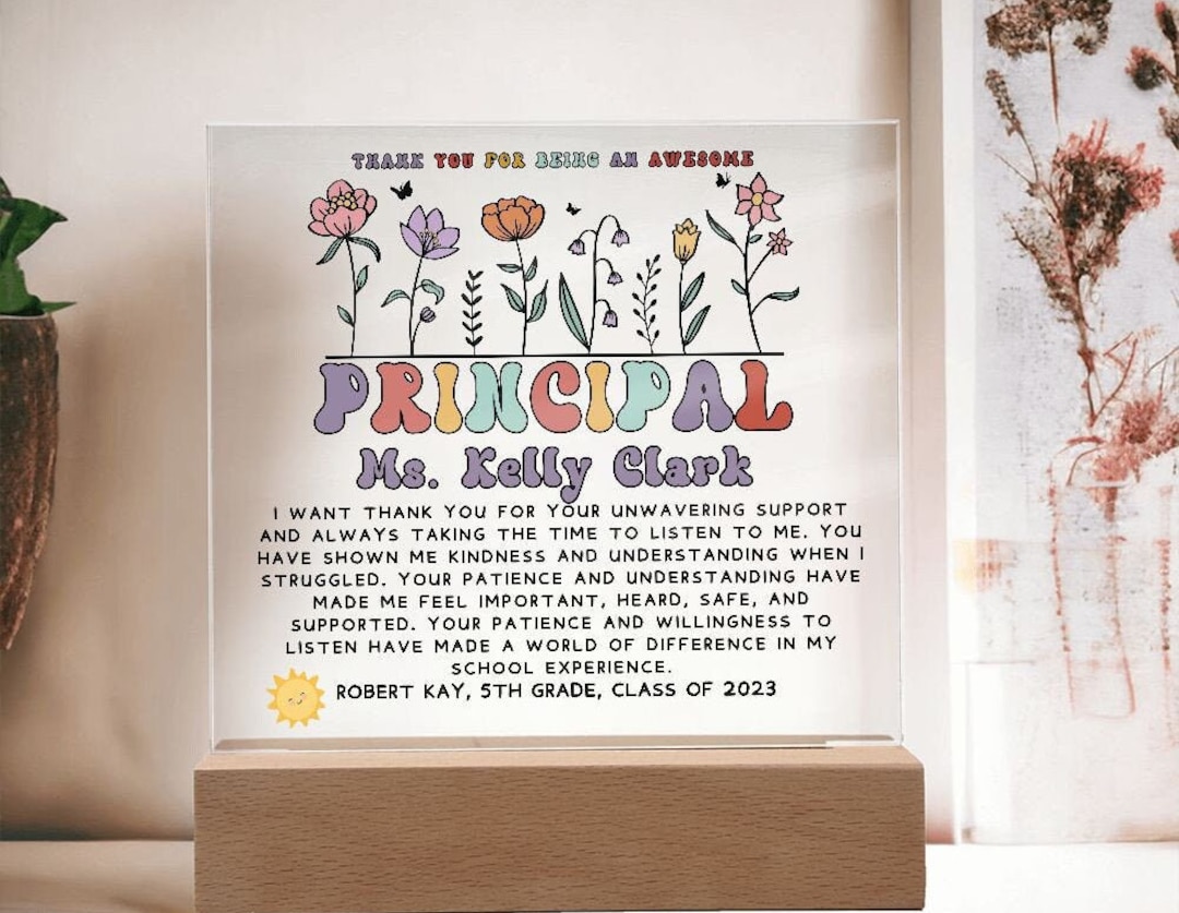 Personalized School Principal Gift From Student or Class, Custom ...