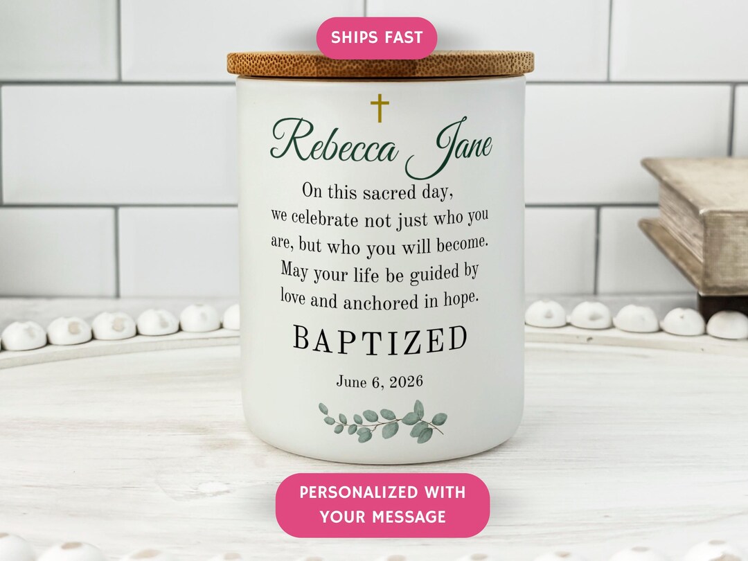 Personalized Baptized Candle, Custom Baptism Name Candle, Religious ...