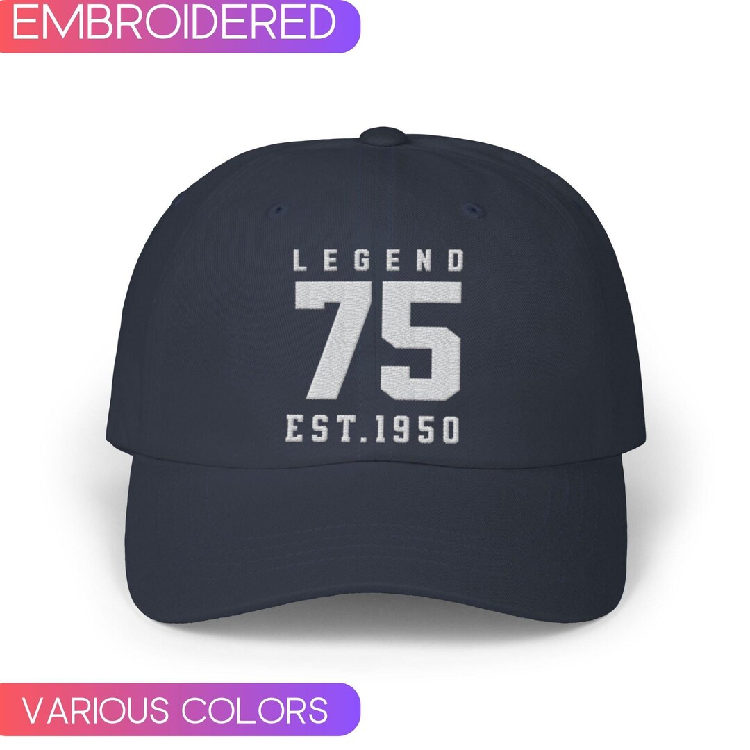 75th Birthday Embroidered Hat, Est.1950 Baseball Cap, Seventy Fifth ...