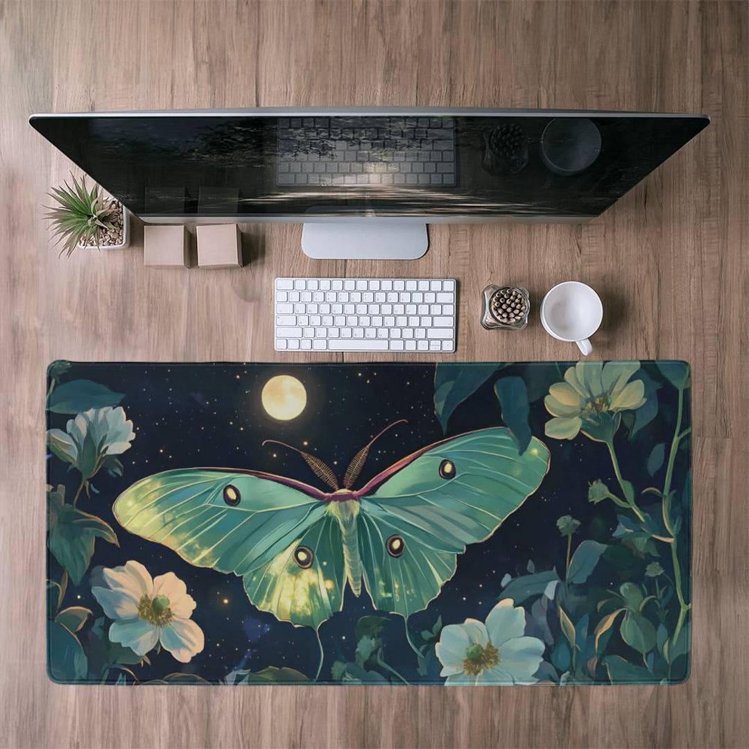 Celestial Luna Moth Deskmat Cottagecore Mystical Moth Desk Pad ...