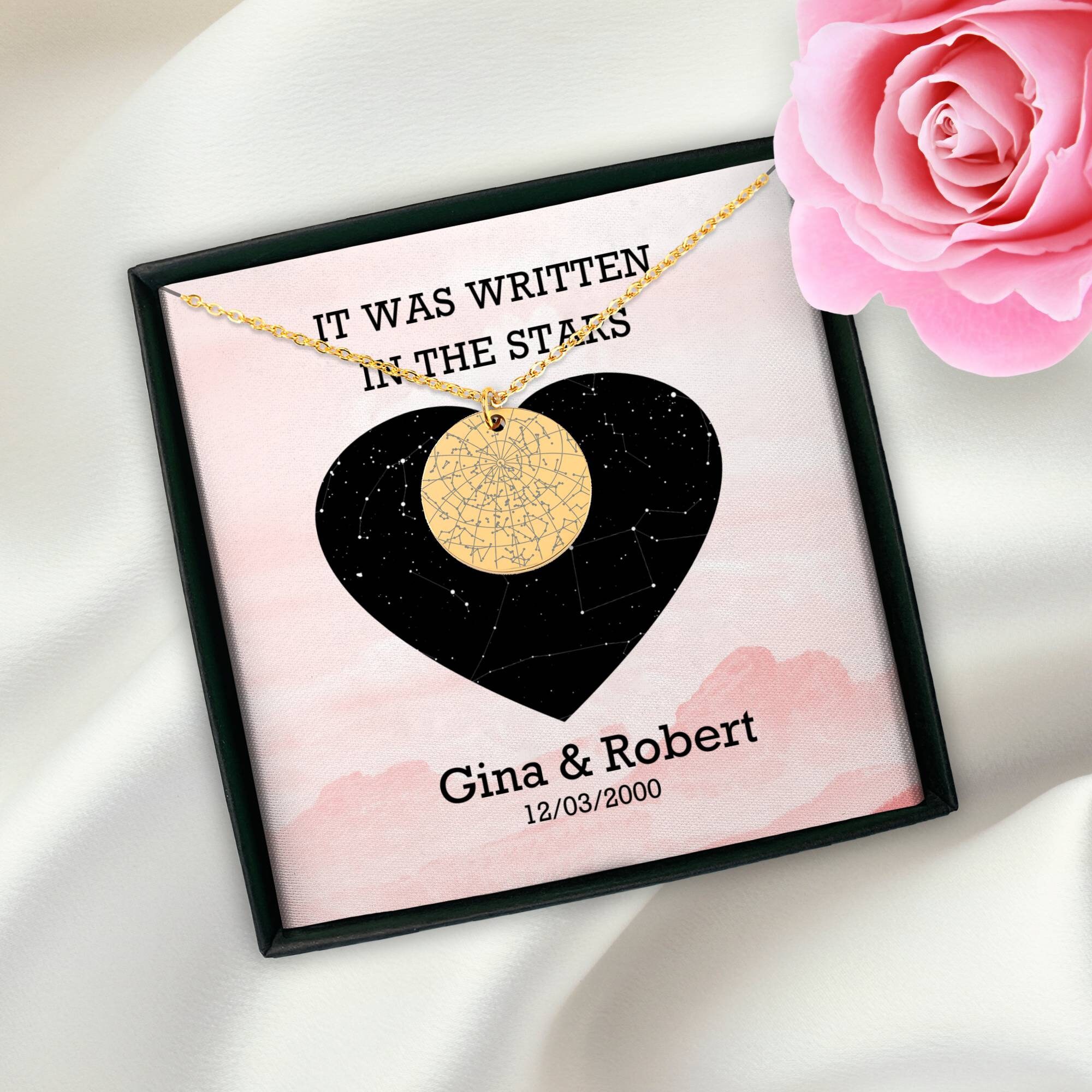 Custom Star Map Necklace Anniversary Gift Personalized Map - Etsy