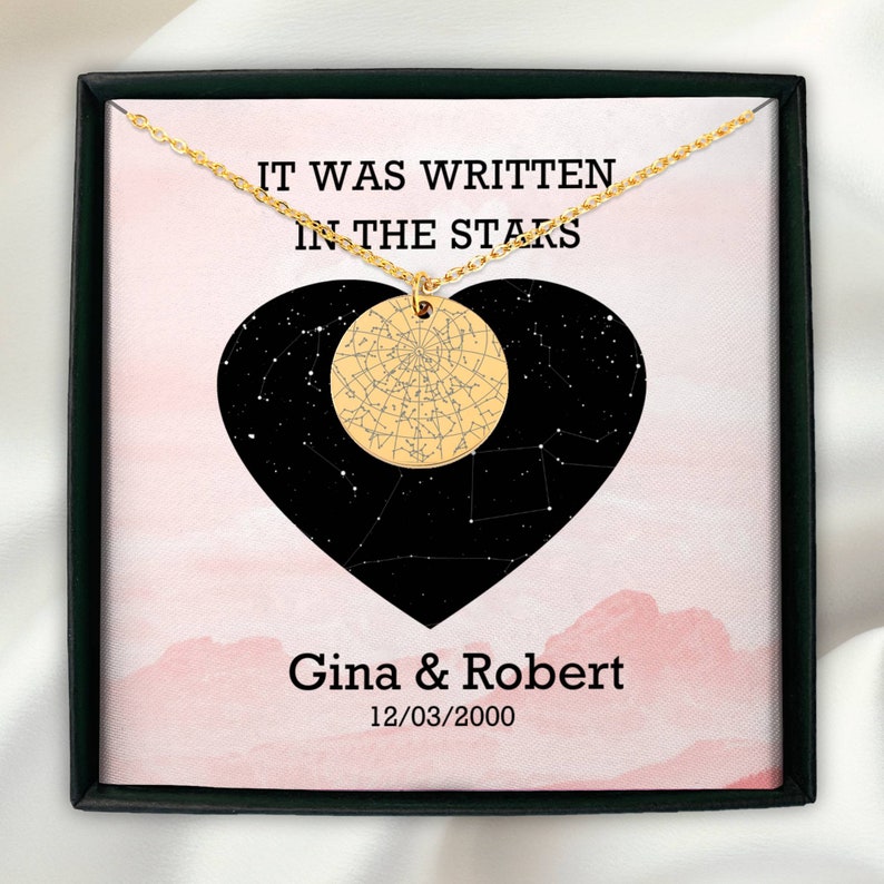 Custom Star Map Necklace Anniversary Gift Personalized Map - Etsy