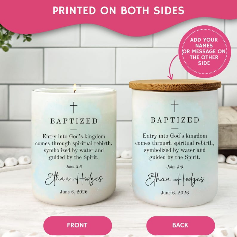 Personalized Baptism Candle, Baptized Custom Name Candle, Christian ...