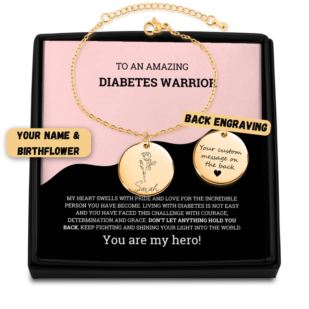 Personalized Type 1 Diabetes Birth Flower Bracelet Diabetes Warrior T1D ...