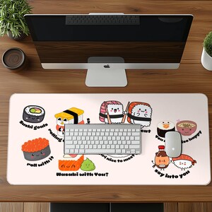 Kawaii Sushi Computer Desk Mat Personalized Funny Sushi Puns Mousepad ...