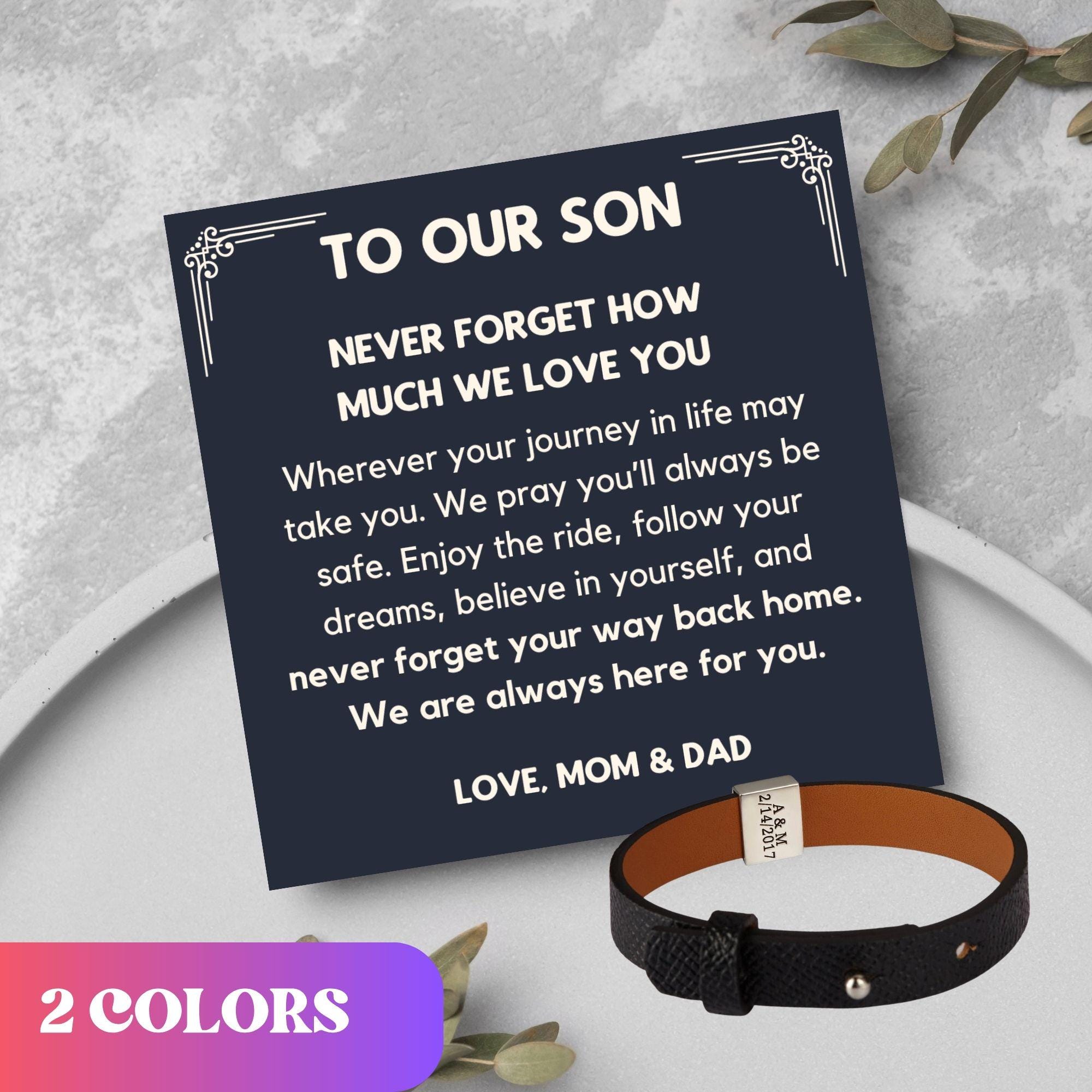 To Our Son Bracelet From Mom and Dad Personalized Engraved Vegan ...