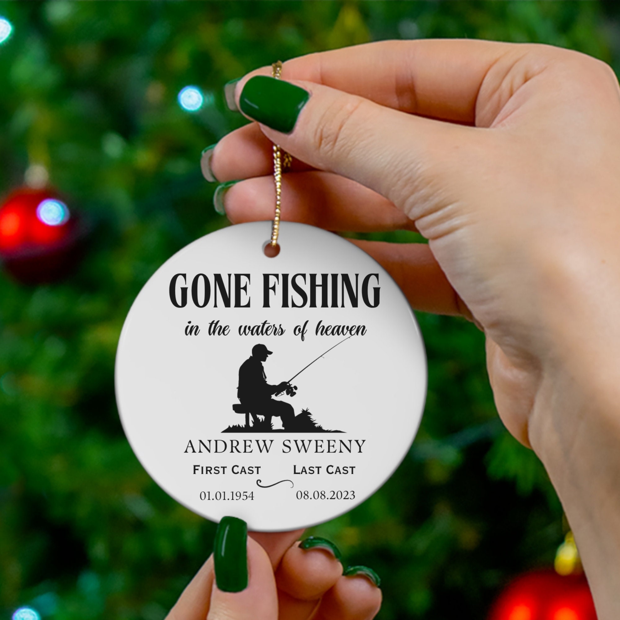 Custom Fishing in Heaven Memorial Ornament Personalized Remembrance ...