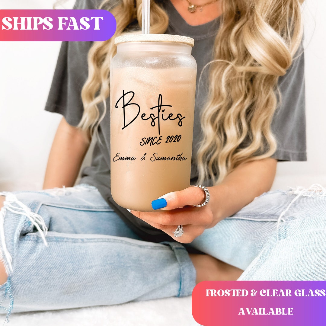 Custom Besties Iced Coffee Cup Personalized Best Friend Frosted Beer ...