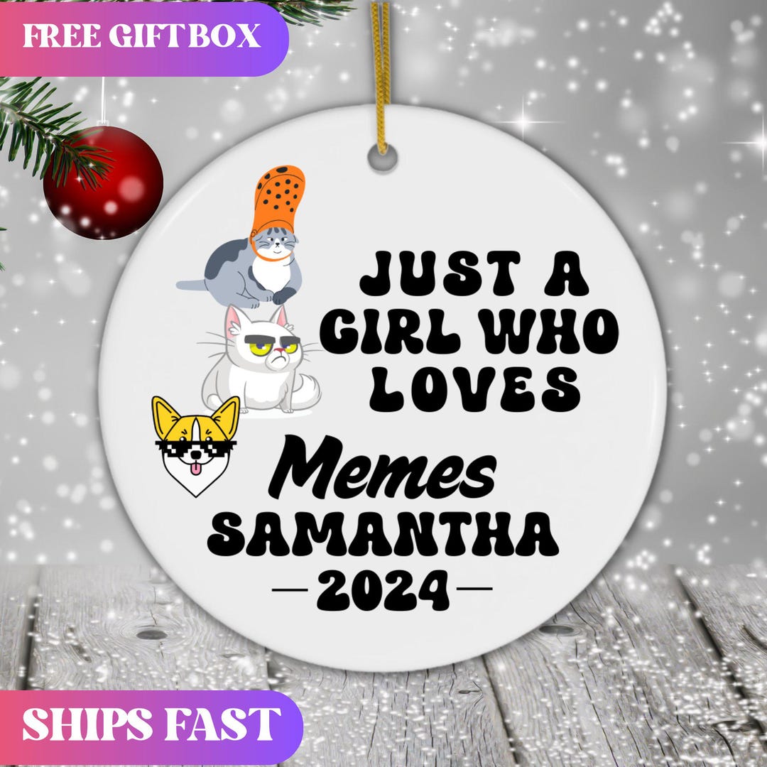 Personalized Memes Ornament, Custom Just a Girl Who Loves Memes Holiday ...