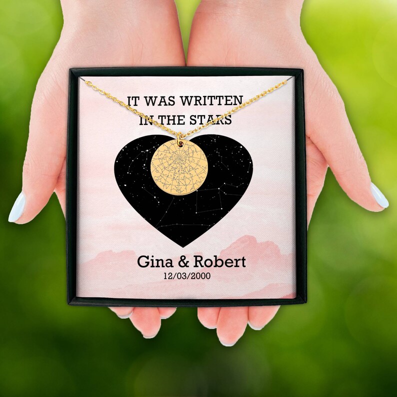 Custom Star Map Necklace Anniversary Gift Personalized Map - Etsy