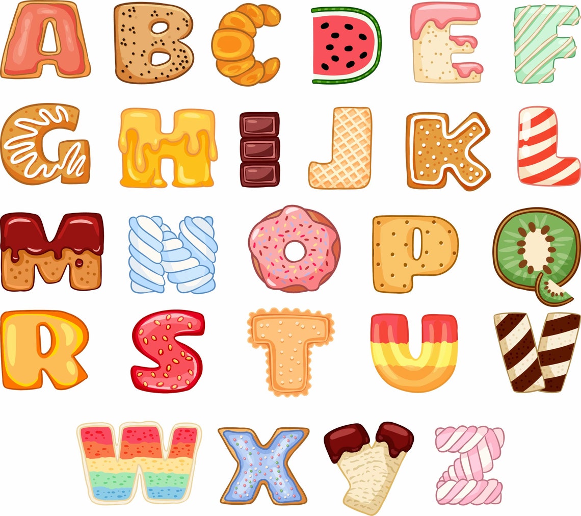 Indulge in Sweet Typography Delights With Our Alphabet Clipart/coockie ...