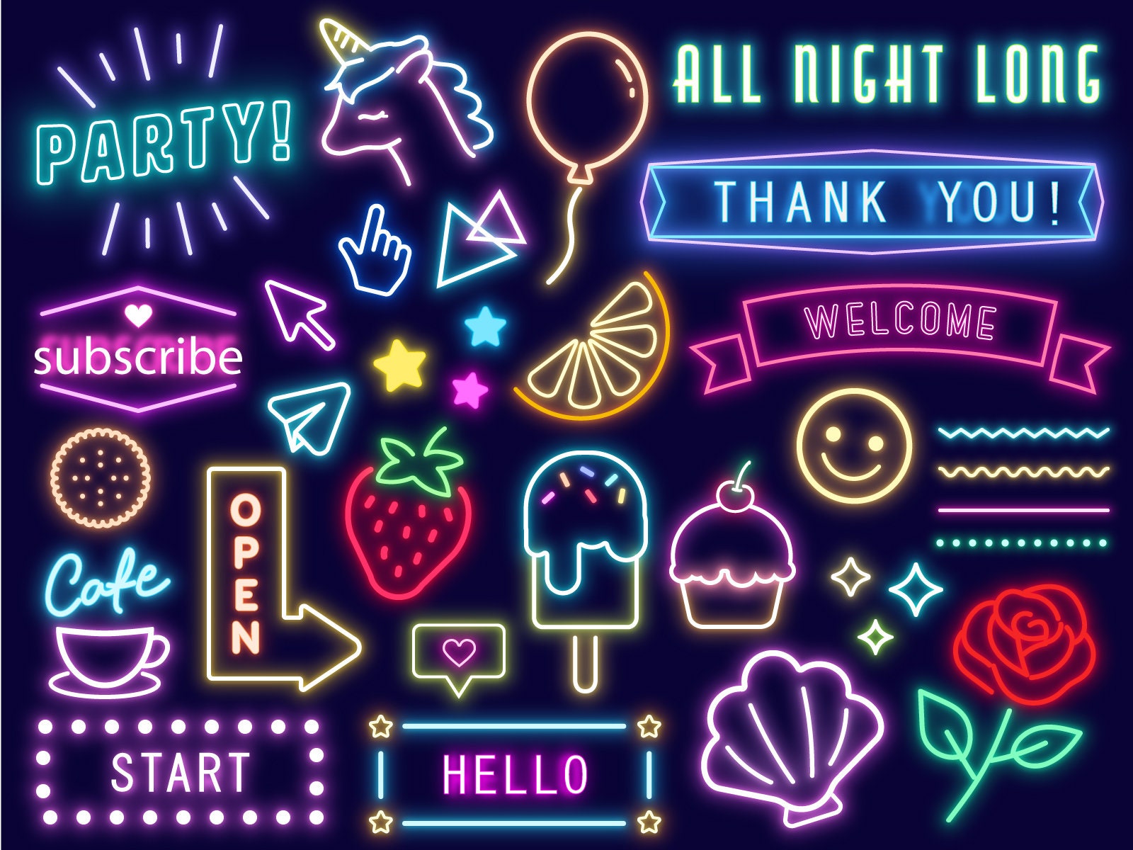 83neon Clipart/light up Your World With 83 Neon Illustrations - Etsy
