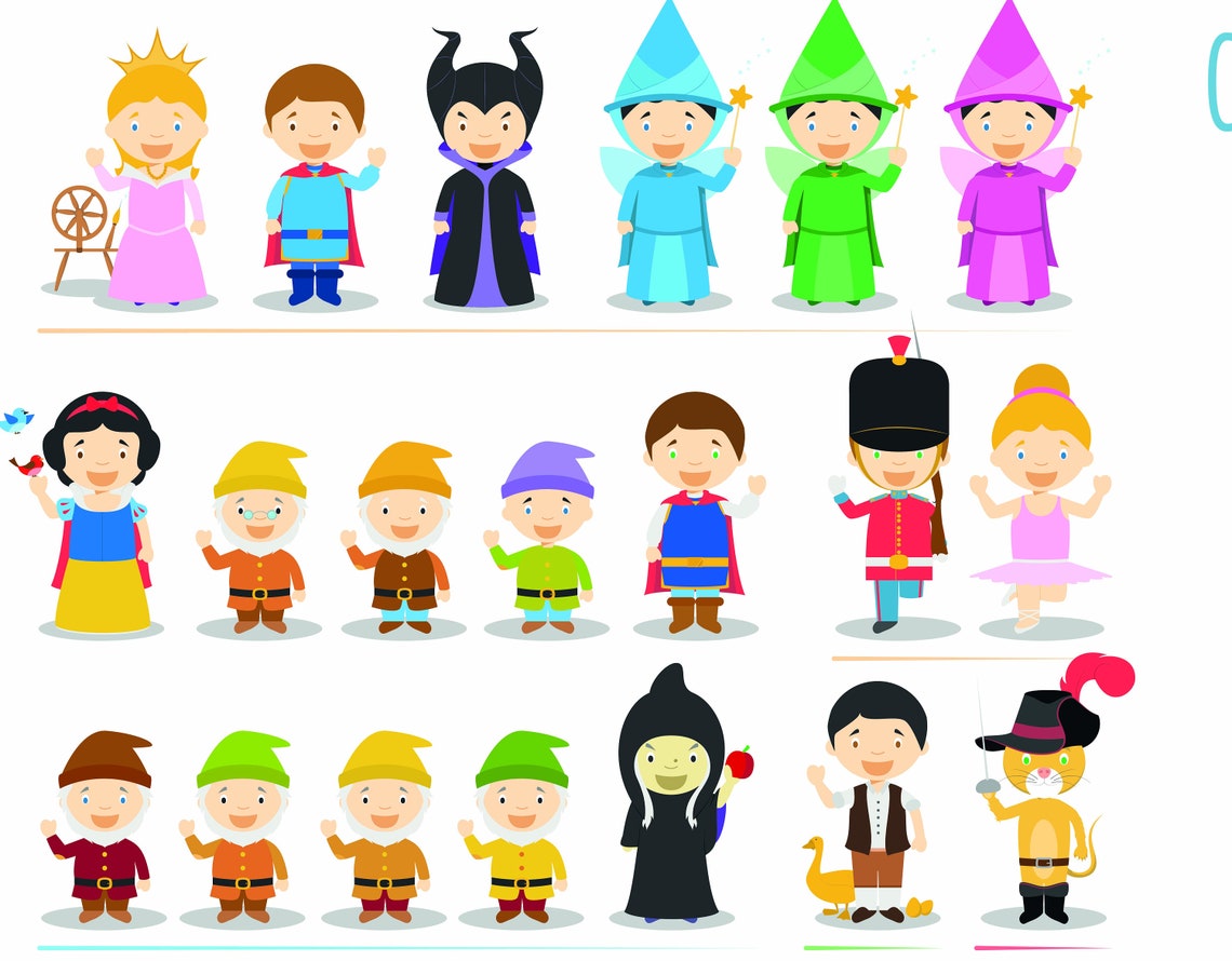 92x Classic Tales Characters Clipart PNG-EPS - Etsy