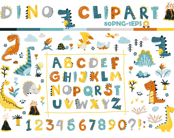 Alfabeto de dinosaurio SVG, Números, Letras, Animal, Parque Jurásico ...