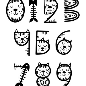 Cat Alphabet & Numbers Clipart-elevate Your Designs With Our Purr-fect ...