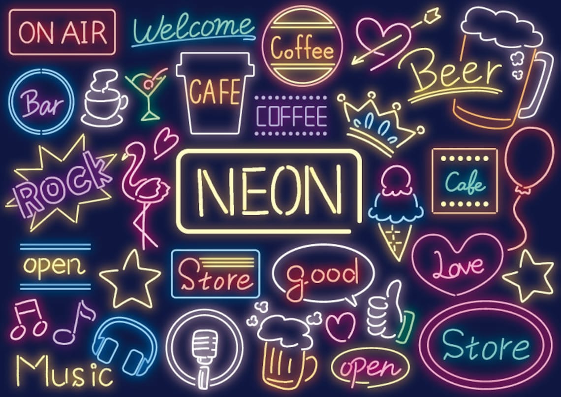83neon Clipart/light up Your World With 83 Neon Illustrations - Etsy
