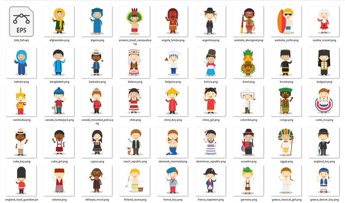 125kids of the World Clipart PNG， - Etsy