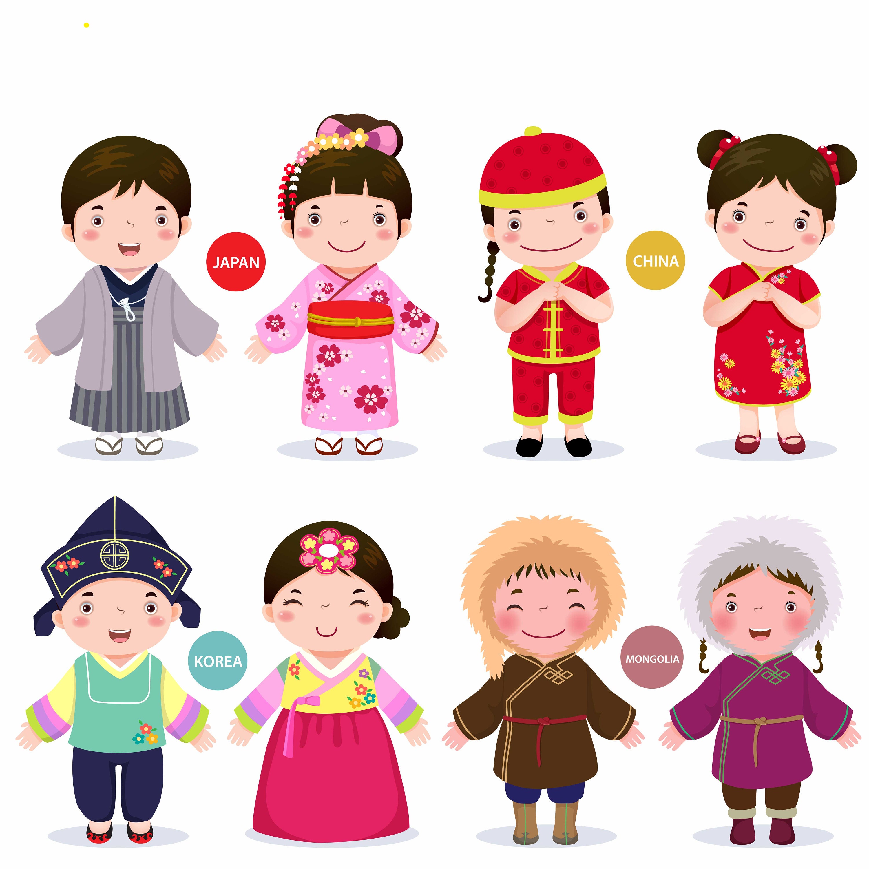 28asian Children Clipart: Cultural Diversity Illustrations (digital ...