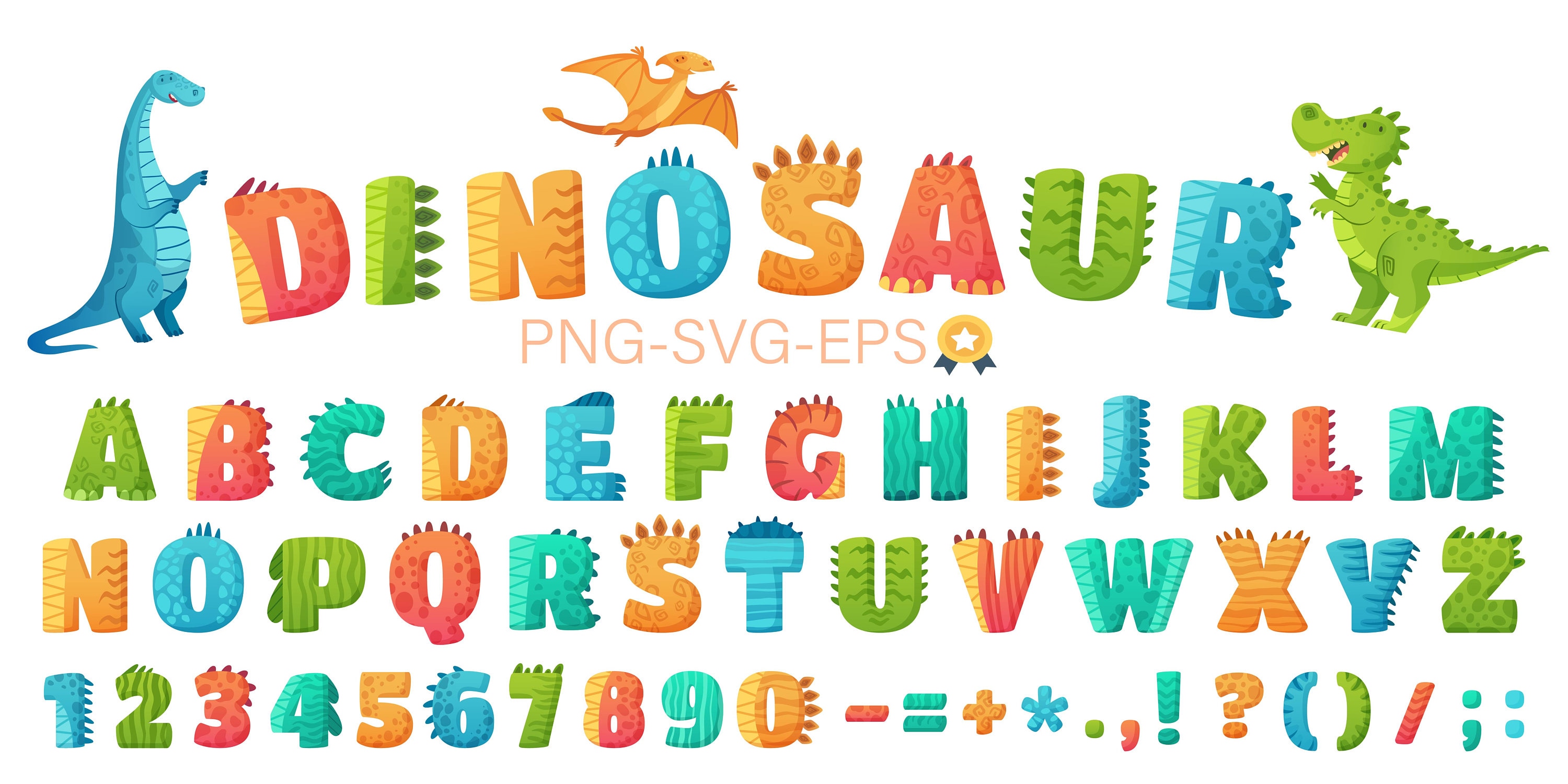 52dino Font Clipartpng,dinosaur SVG Letter /number, Color Dino Alphabet ...