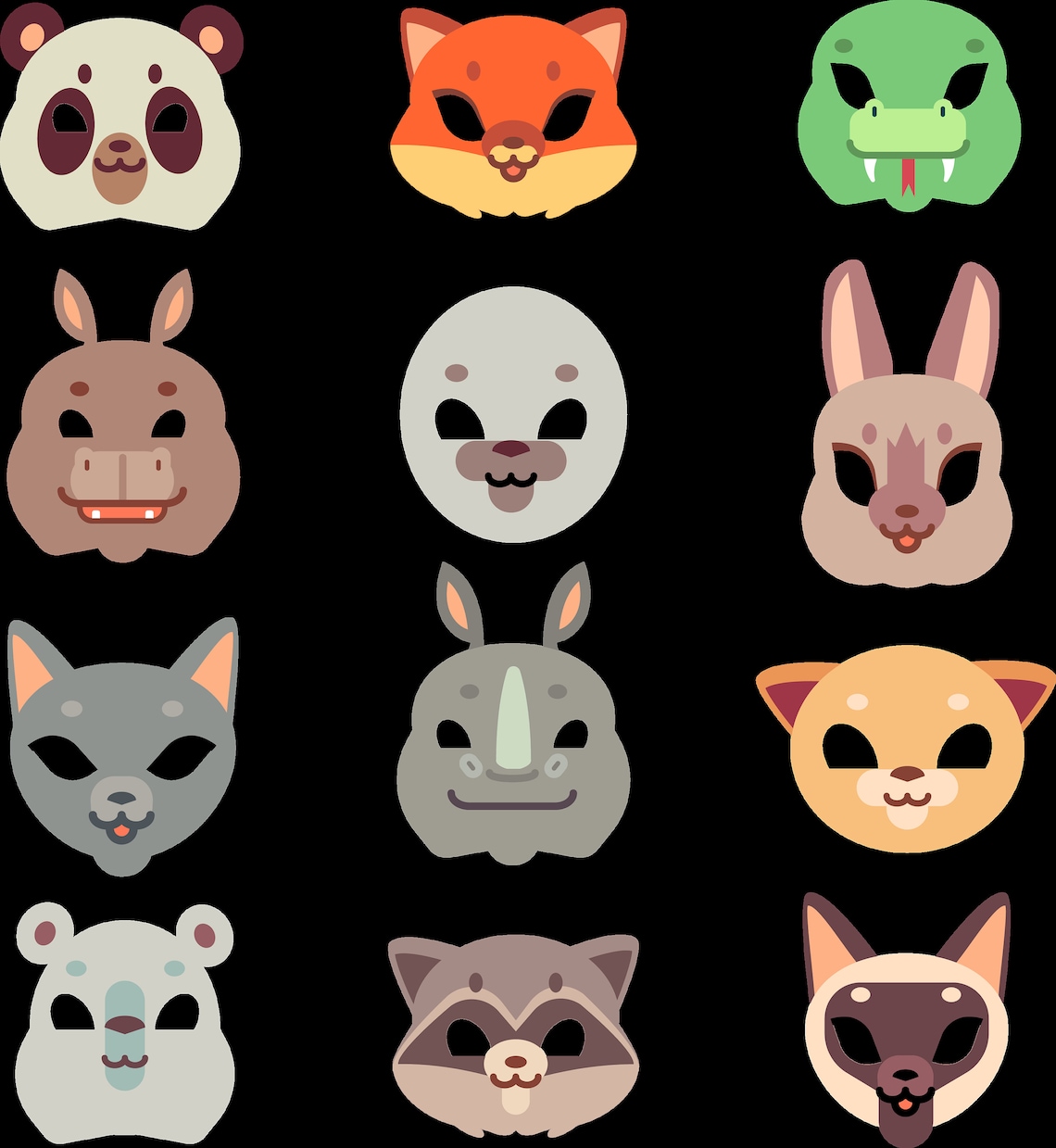 88animal Face Mask Clipart Png-svg.enchanting Mask Illustrations ...