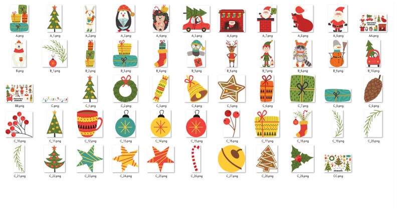 61christmas Clipart Set Holiday Clipart Cute Christmas Clip - Etsy