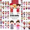 Set of Cartoon Multiethnic Children Faces Png Clipart. Smiling Kids ...
