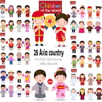 Set of Cartoon Multiethnic Children Faces Png Clipart. Smiling Kids ...