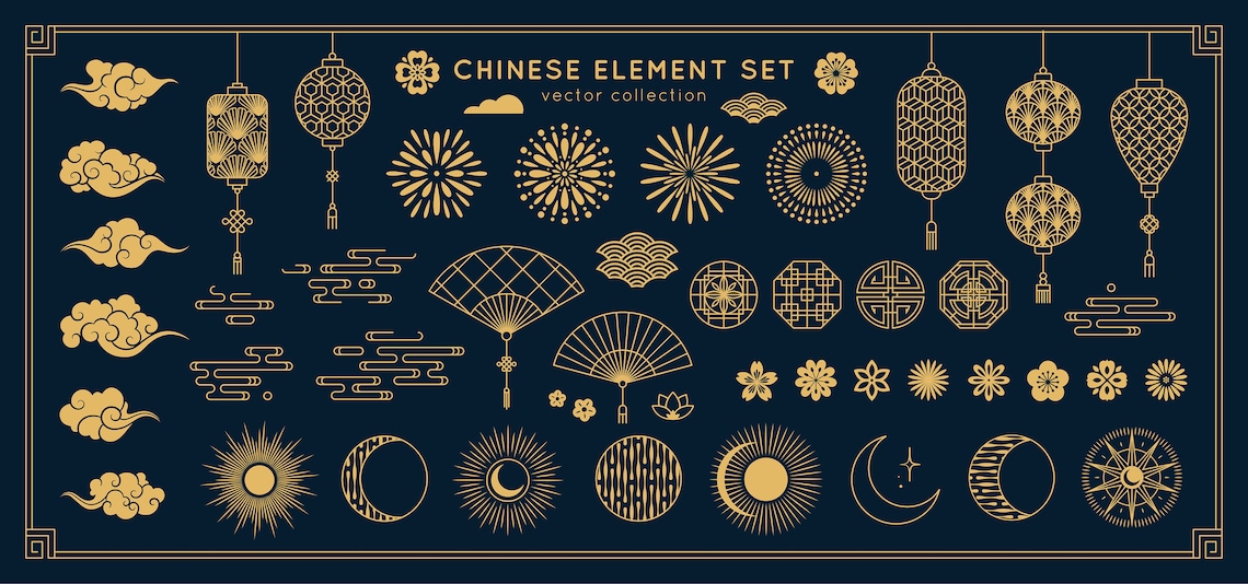 46chinese Element Set -png-svg-ai,decorative Elements, Traditional ...