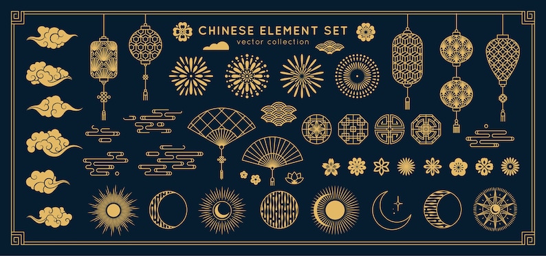 46chinese Element Set -png-svg-ai,decorative Elements, Traditional ...