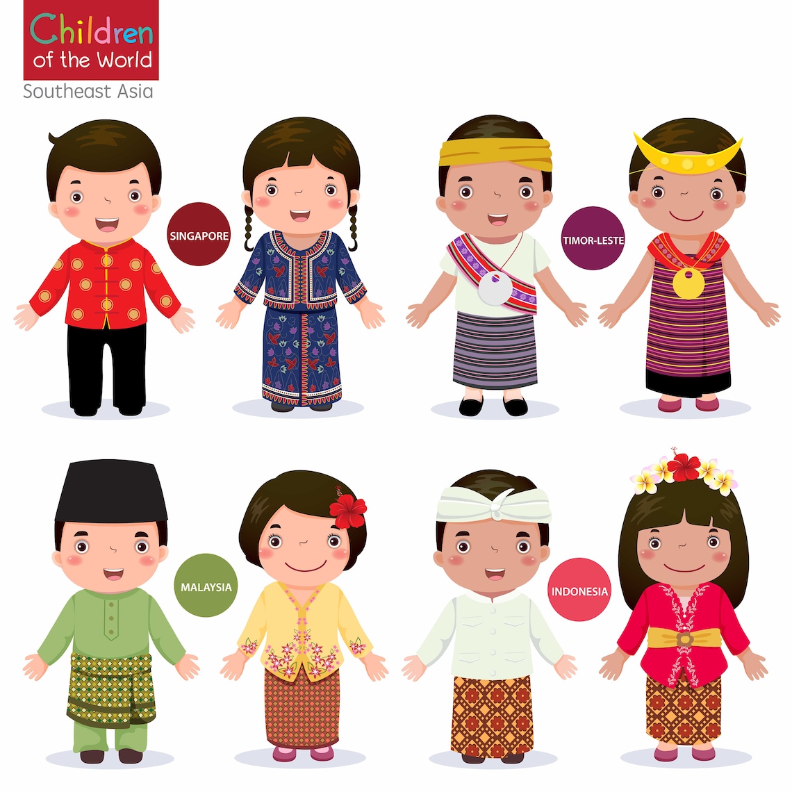28asian Children Clipart: Cultural Diversity Illustrations (digital ...