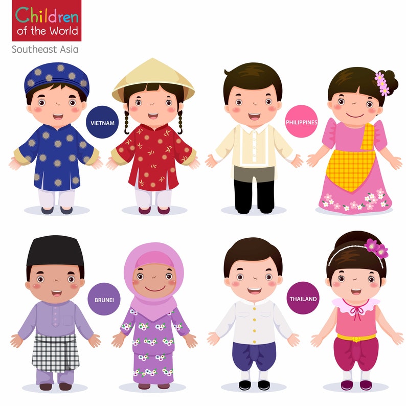 28asian Children Clipart: Cultural Diversity Illustrations (digital ...