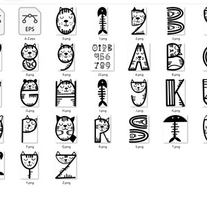 Cat Alphabet & Numbers Clipart-elevate Your Designs With Our Purr-fect ...