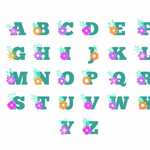 Blossom Your Creativity With Our Floral Alphabet Clipart - Etsy