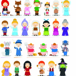 92x Classic Tales Characters Clipart PNG-EPS - Etsy