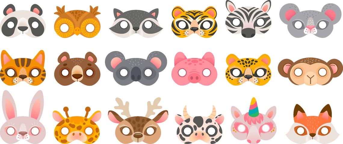 88animal Face Mask Clipart Png-svg.enchanting Mask Illustrations ...