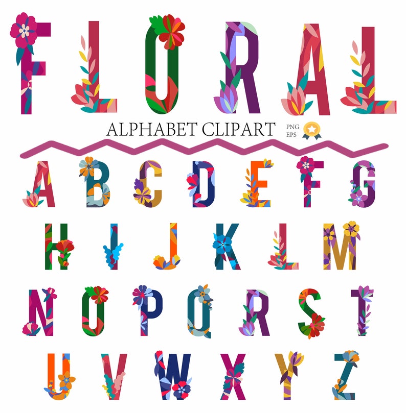 Blossom Your Words With Floral Alphabet Font/floral Alphabet Clipart ...
