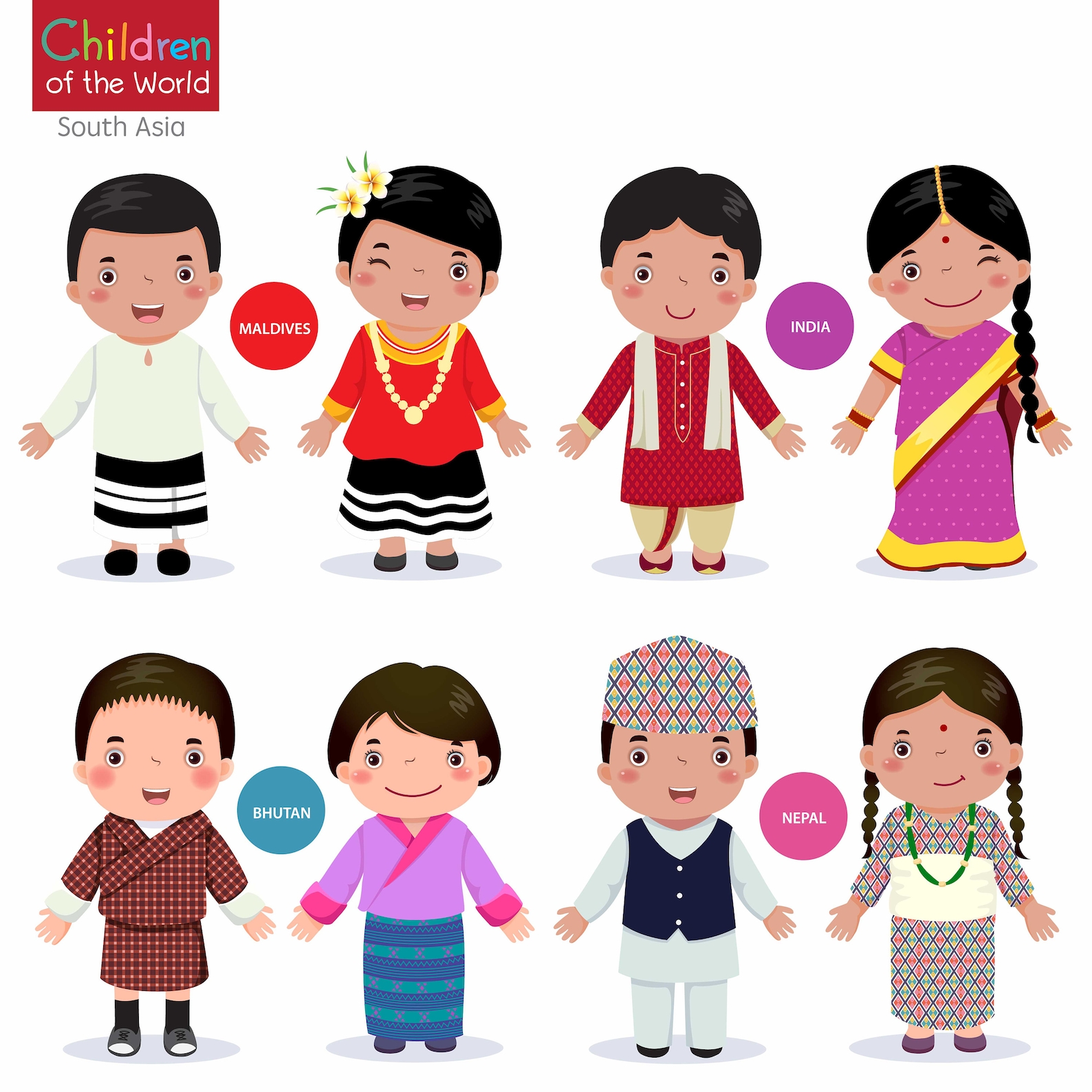 28asian Children Clipart: Cultural Diversity Illustrations (digital ...
