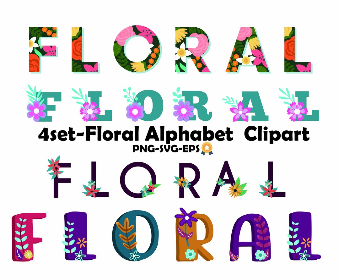 Blossom Your Creativity With Our Floral Alphabet Clipart - Etsy