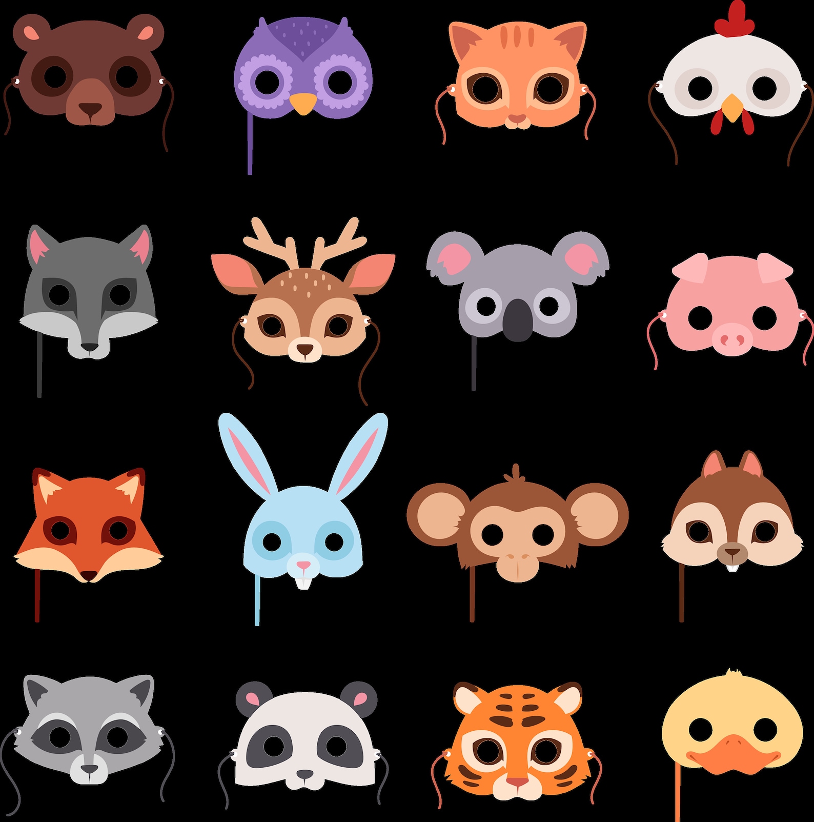 88animal Face Mask Clipart Png-svg.enchanting Mask Illustrations ...