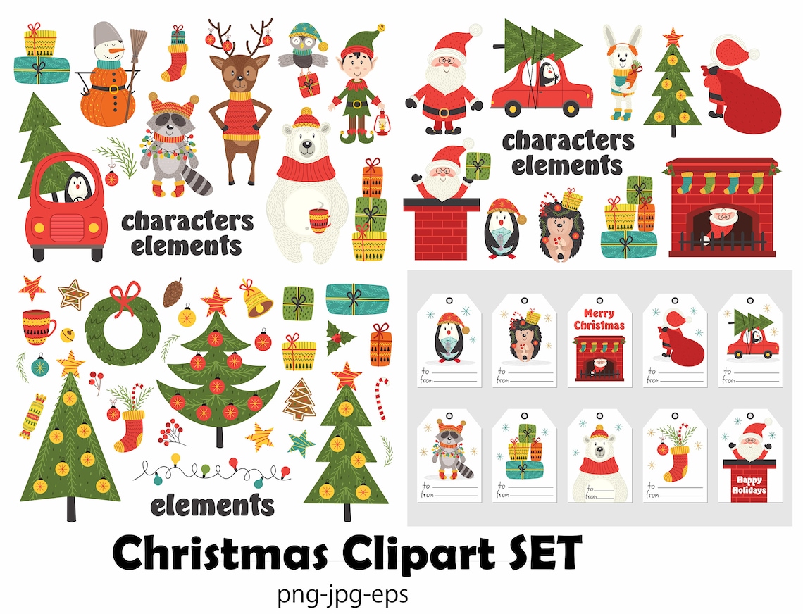 61christmas Clipart Set Holiday Clipart Cute Christmas Clip - Etsy