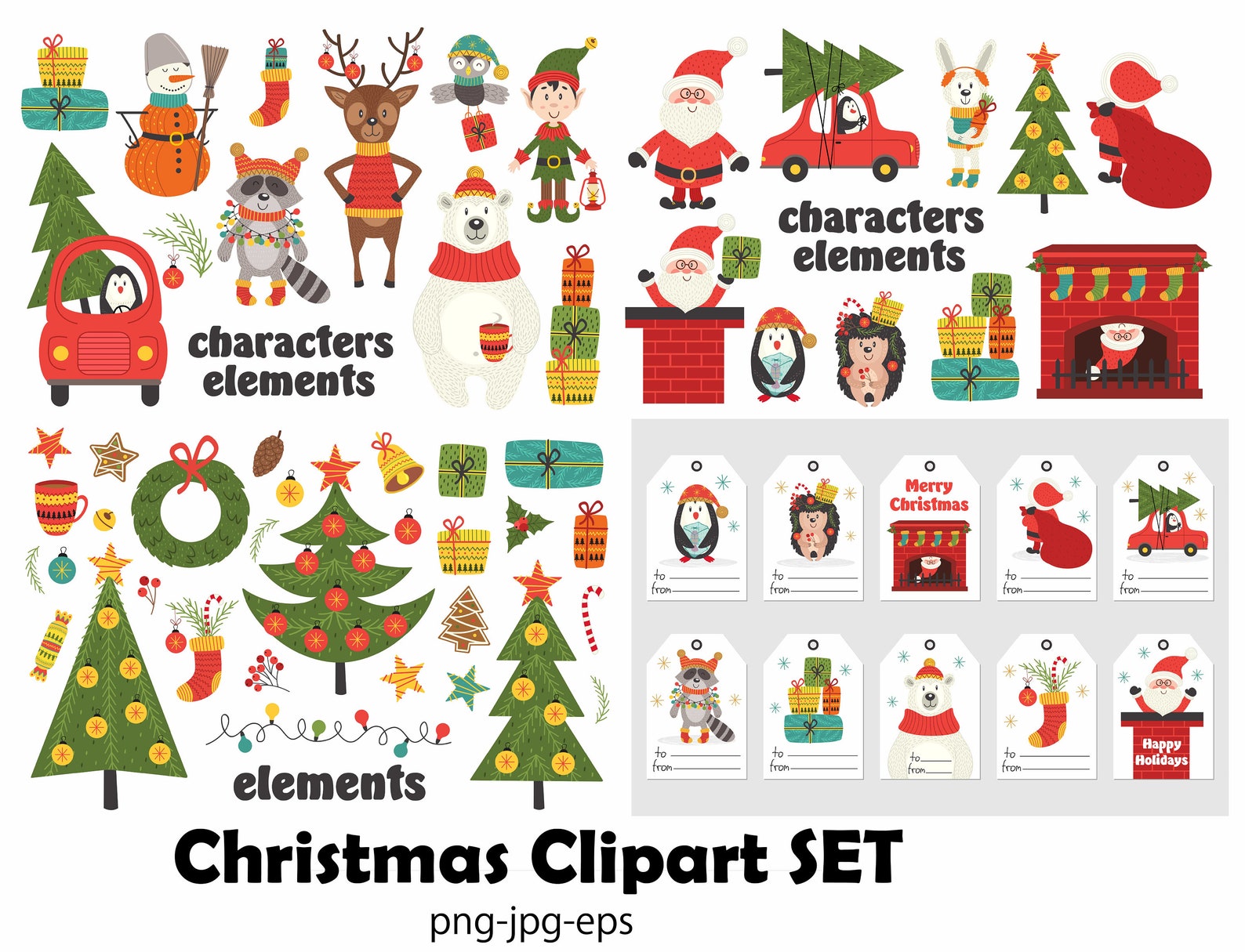61christmas Clipart Set Holiday Clipart Cute Christmas Clip - Etsy