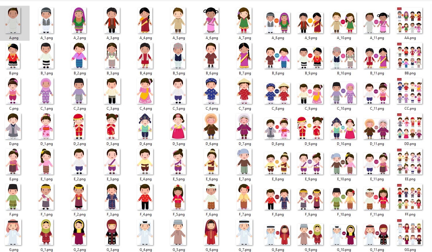 28asian Children Clipart: Cultural Diversity Illustrations (digital ...