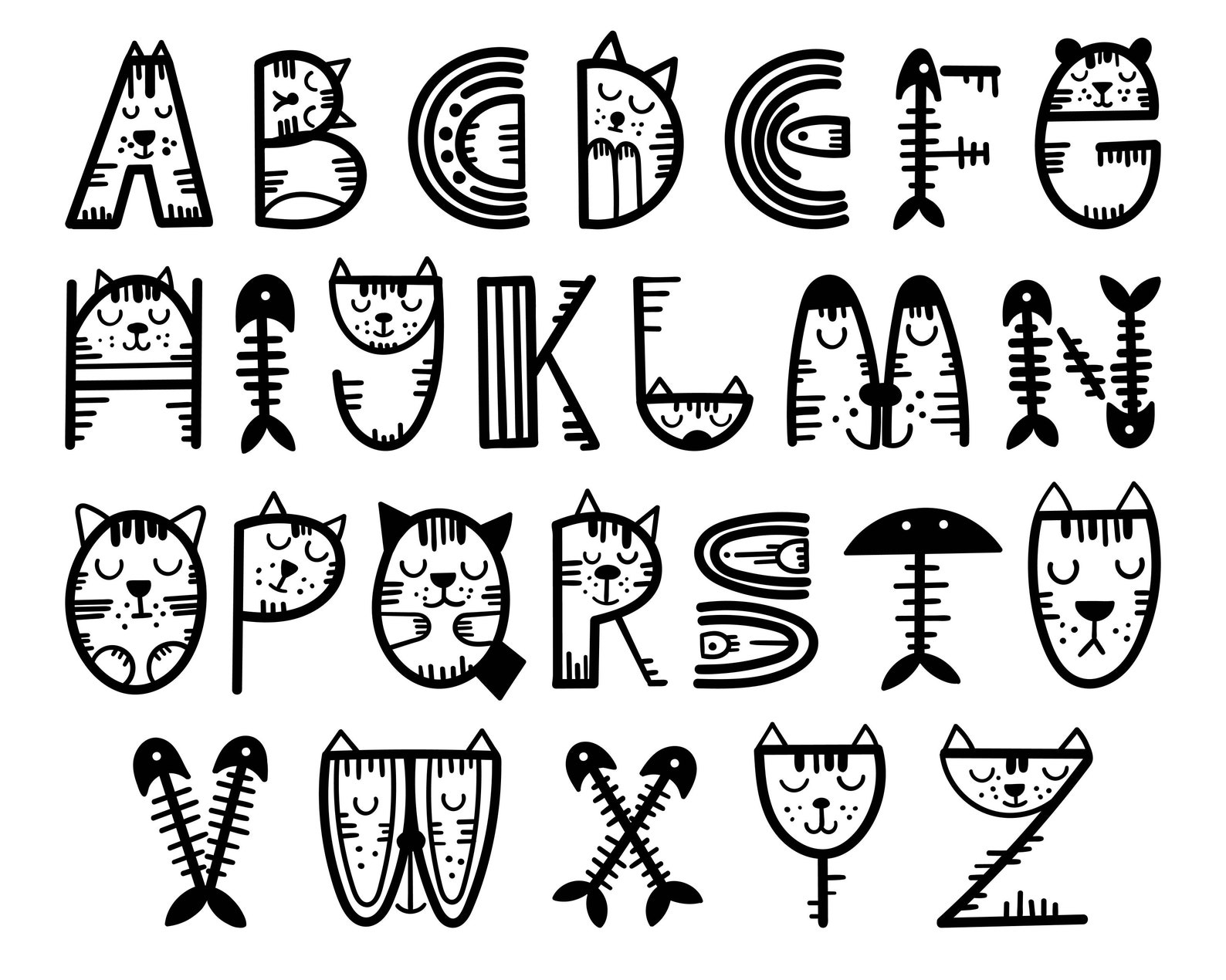 Cat Alphabet & Numbers Clipart-elevate Your Designs With Our Purr-fect ...